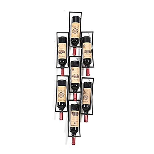 PIBM Stylish Simplicity Wine Shelf Iron Wine Rack Wall-Mounted Metal Wine Rack 7 or 10 Bottles Capacity, Black , Small
