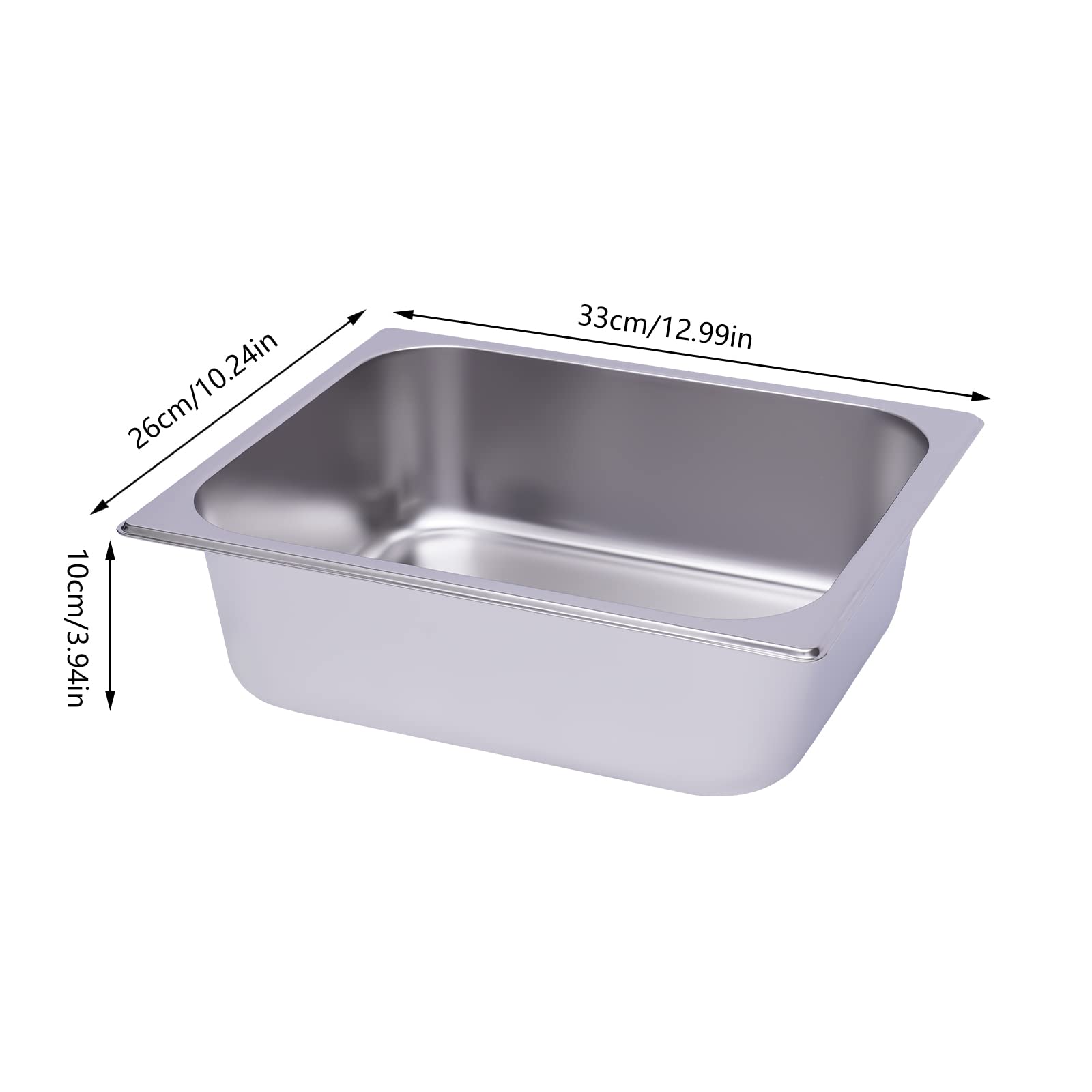 OUKANING 6 Pack Stainless Steel Steam Table Pans Commercial Catering Food Pan Stackable Hotel Pan Serving Trays Plate Container for Buffet Restaurant Supplies Party and Event (12.99x 10.24x 3.94in)