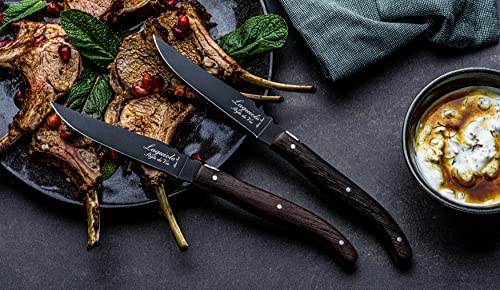 Laguiole Style de Vie steak knives Luxury Line, set of 6, wenge wood, black