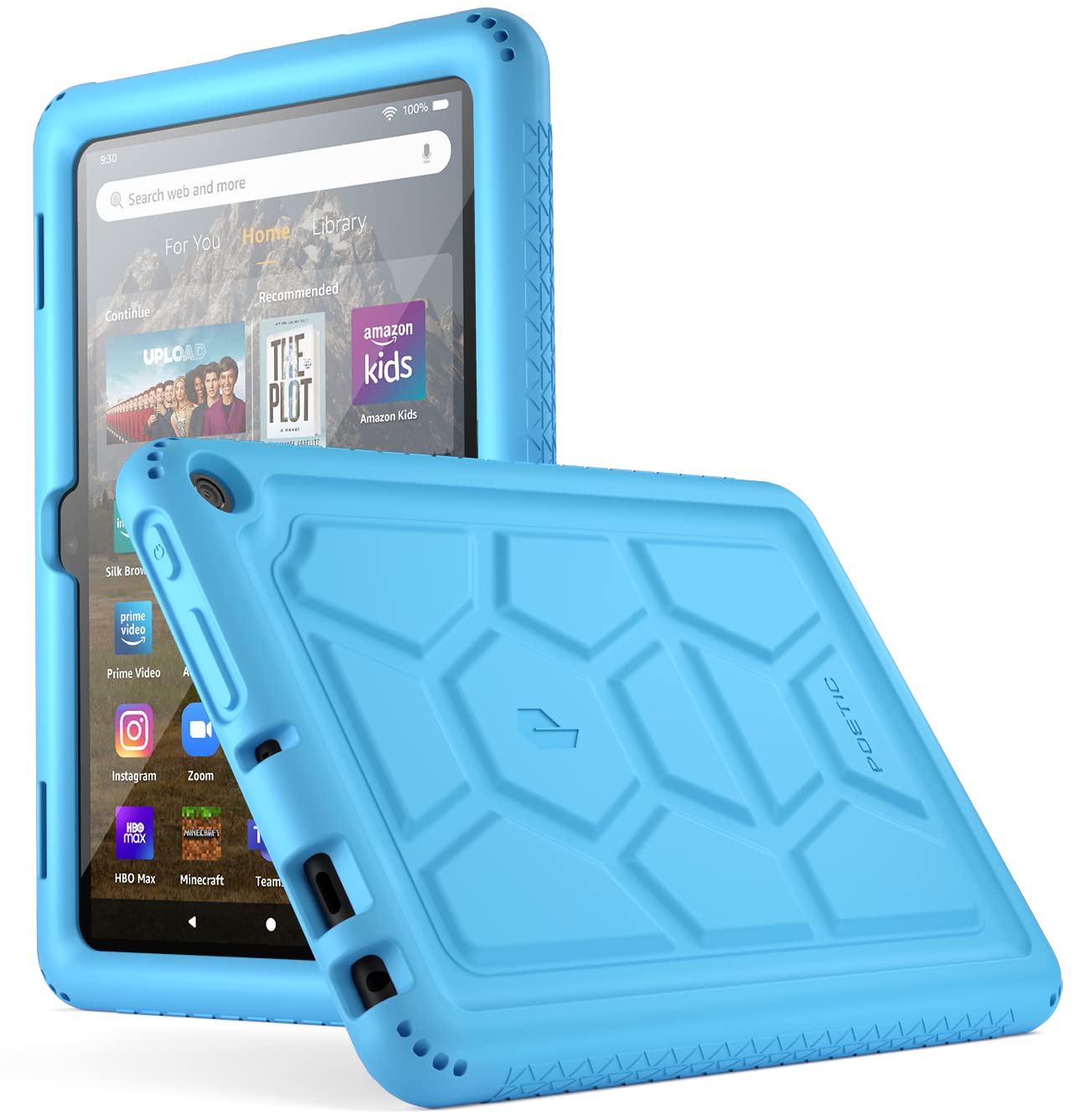 Poetic TurtleSkin Case Designed for All-New Amazon Fire HD 8 / Fire HD 8 Plus (2022)- Heavy Duty Silicone case and Sound-Amplification Feature Cover - Black