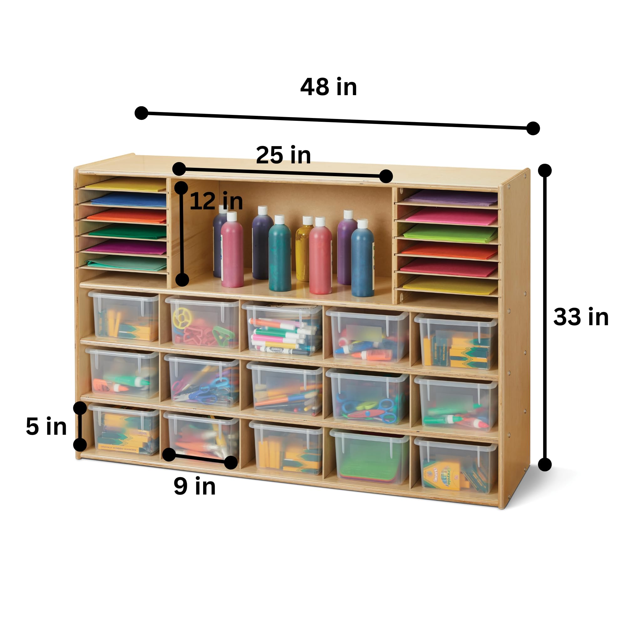 YoungTime Jonti-Craft 7032YT Sectional Cubbie-Tray Storage with Clear Bins