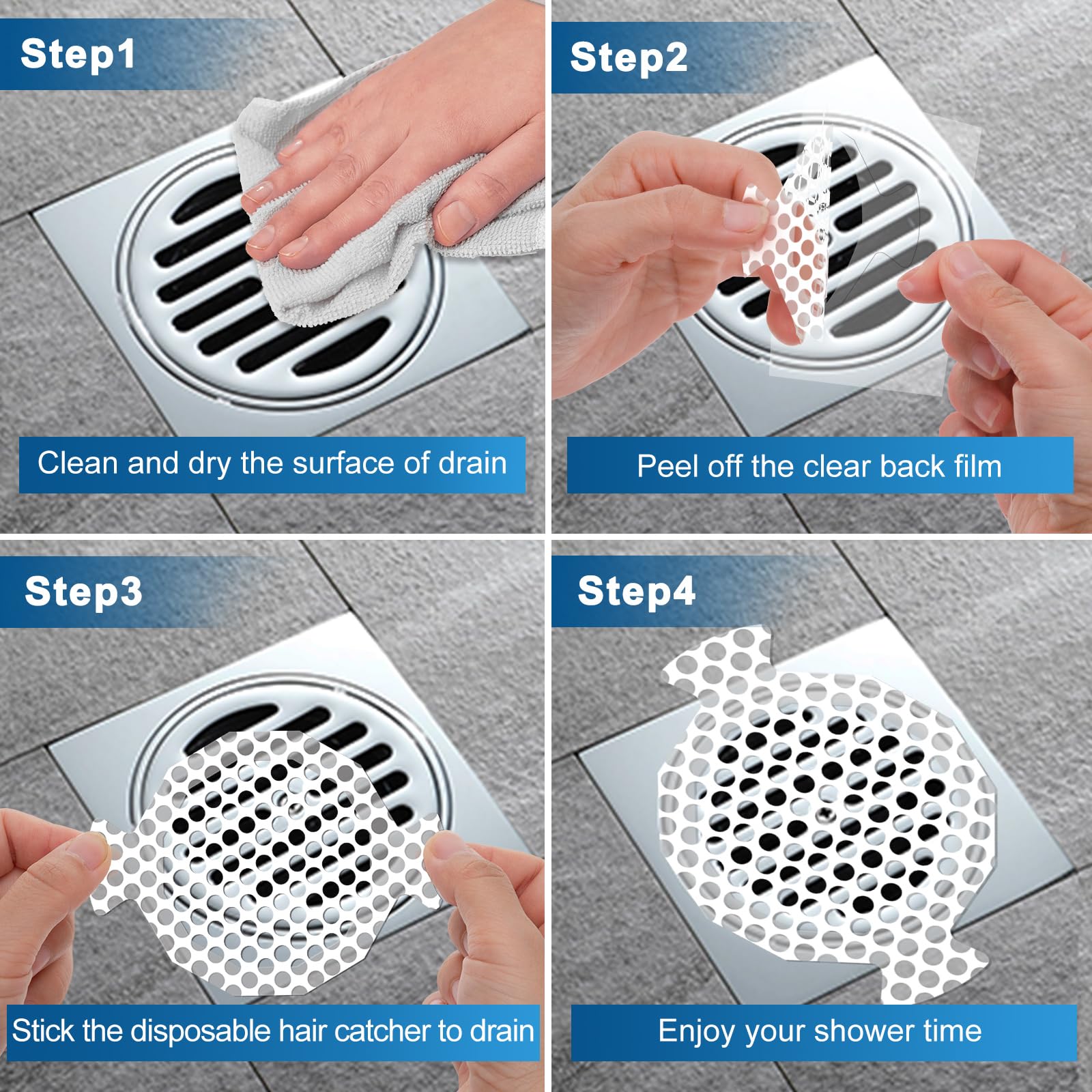 INVIHUG,25 Pack, Disposable Shower Drain Hair Catcher Mesh Stickers,Disposable Hair Drain Catcher. (White)