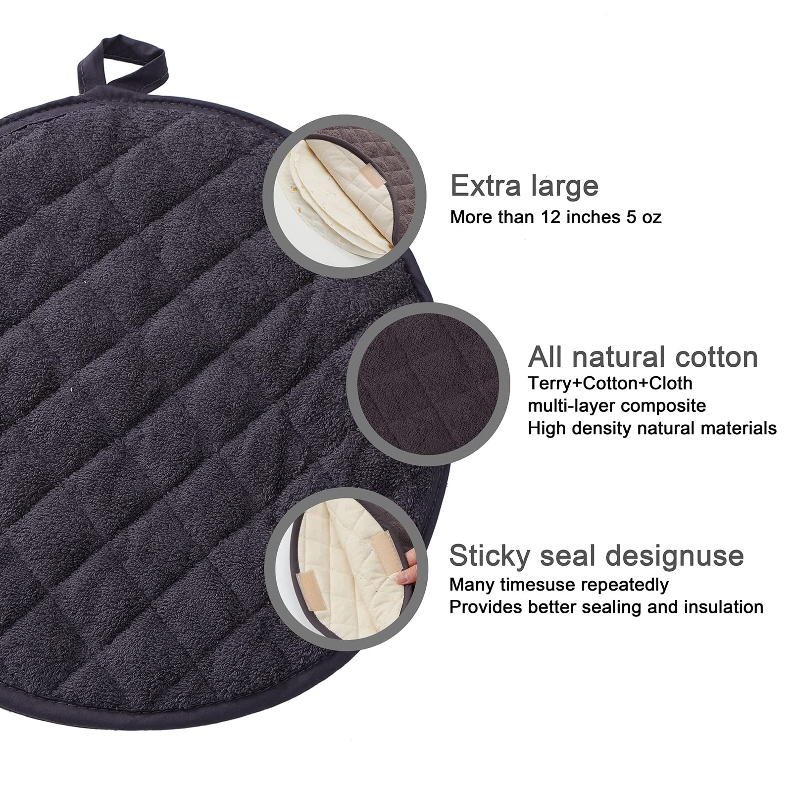 Lifaith ortilla Warmer,Tortilla Server,Pancake Keeper,Size 12β High Density Fabric Keep Warm,Bag to Keep Food Warm (Dark Grey) β¦