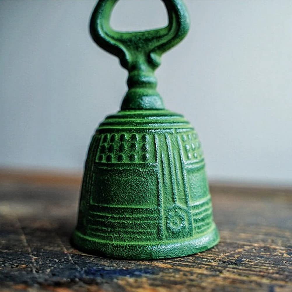 Meditation Hand Bell-Japanese Traditional Iron Casting Process, Hand-crafted in small batches,5.51" Buddhist Temple Bell Design Dharma Object,Awakening Bell for Zen,Prayer, Reiki,Clarity,Focus,Healing