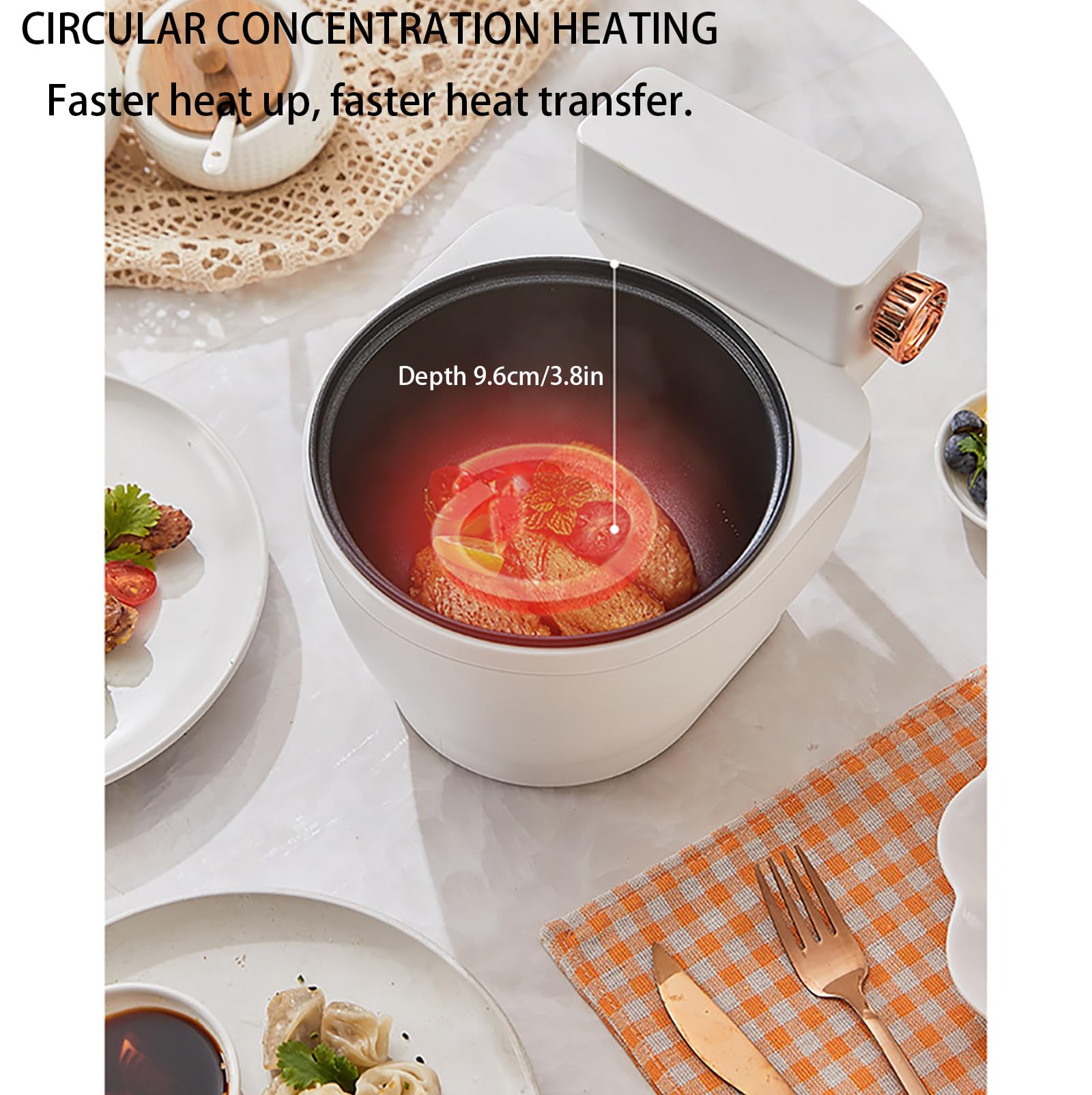Small Rice Cooker Toilet Shaped Electric Cooker Slow Cooker, Fun Rice Cooker, 2 Quart 6 Cups Cooked Rice (3 Cups Uncooked Rice) Suitable for Pasta, Noodles, Soup Suitable for Dormitory, Office, white