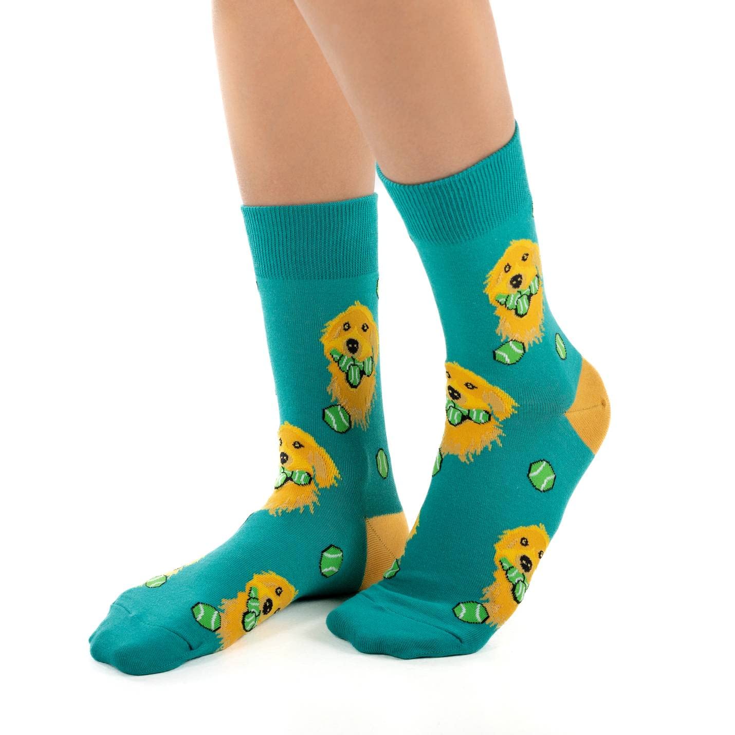 Good Luck Sock Women's Golden Retriever with Tennis Balls Socks, Adult, Shoe Size 5-9