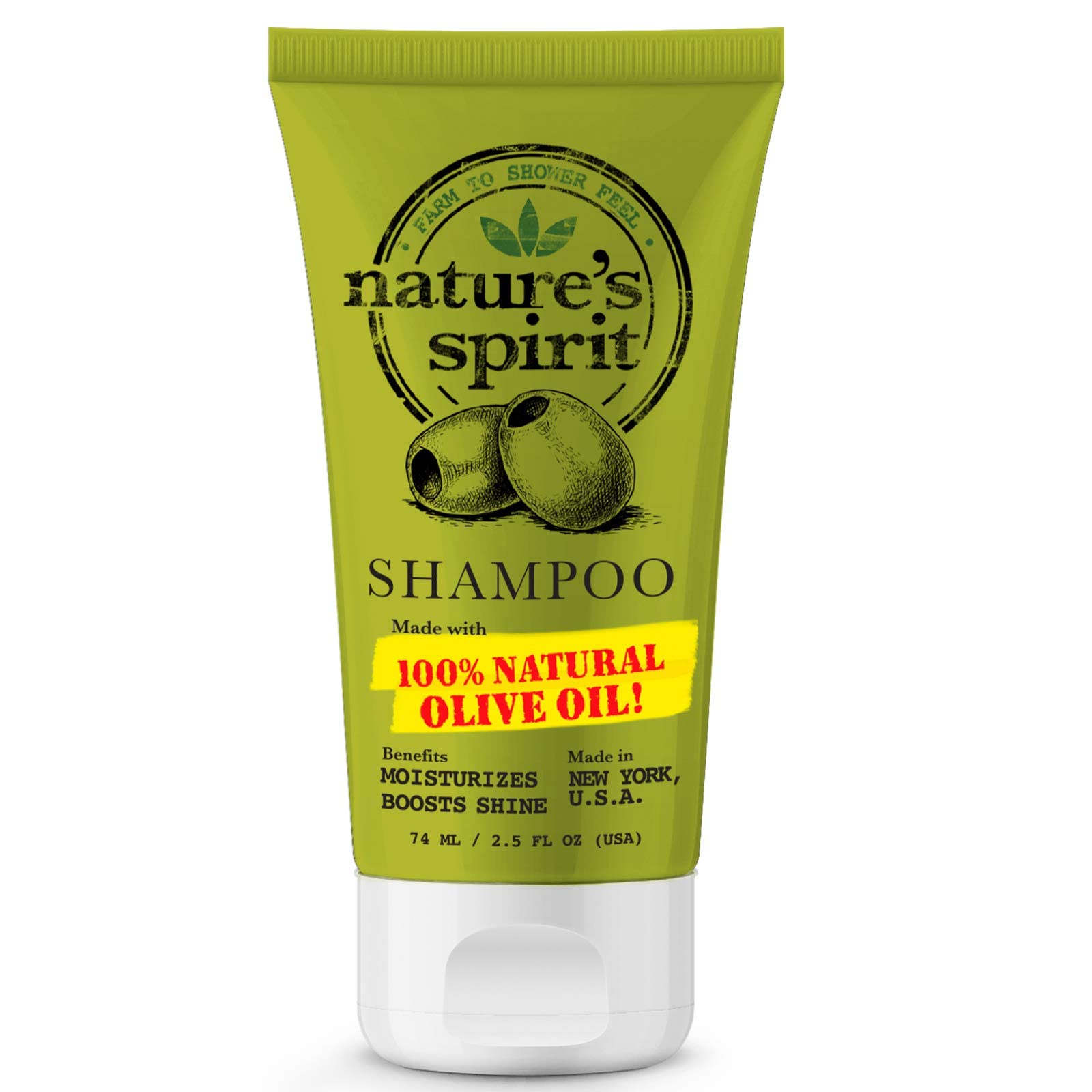Nature's Spirit 100% Natural Olive Oil Shampoo 2.5 Ounce (BULK PACK OF 12)