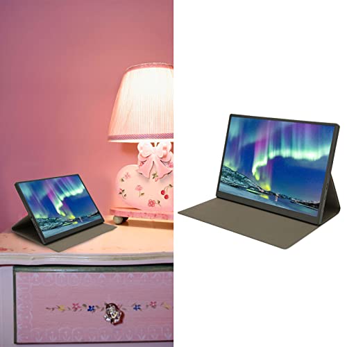 Portable IPS Screen FHD IPS Screen Small High Sensitivity Monitor 1920x1280 Builtin Speakers with PU Leather Gaming Case