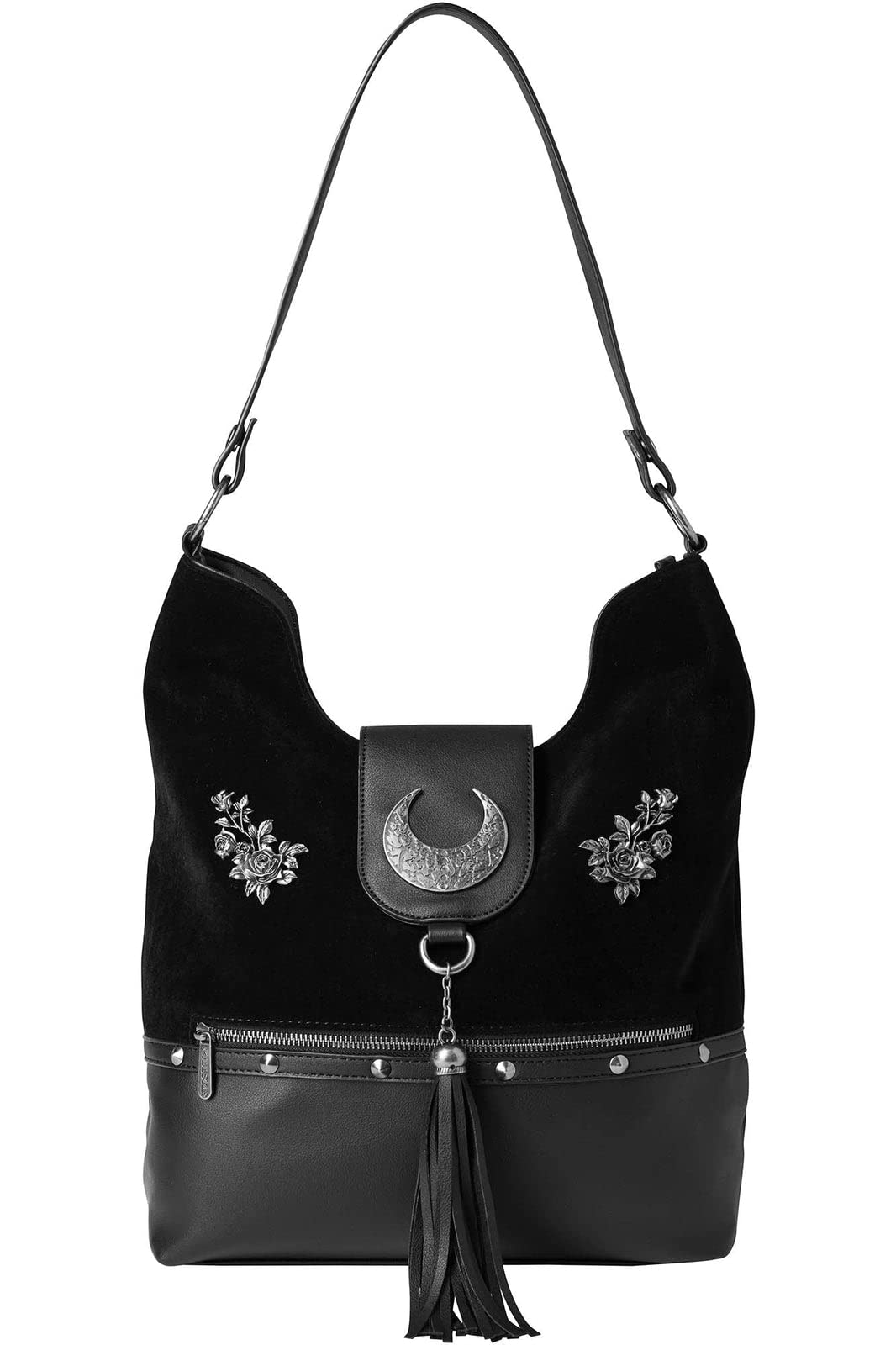 Killstar Astral Aura Crescent Moon Floral Tassle Gothic Shoulder Handbag Purse