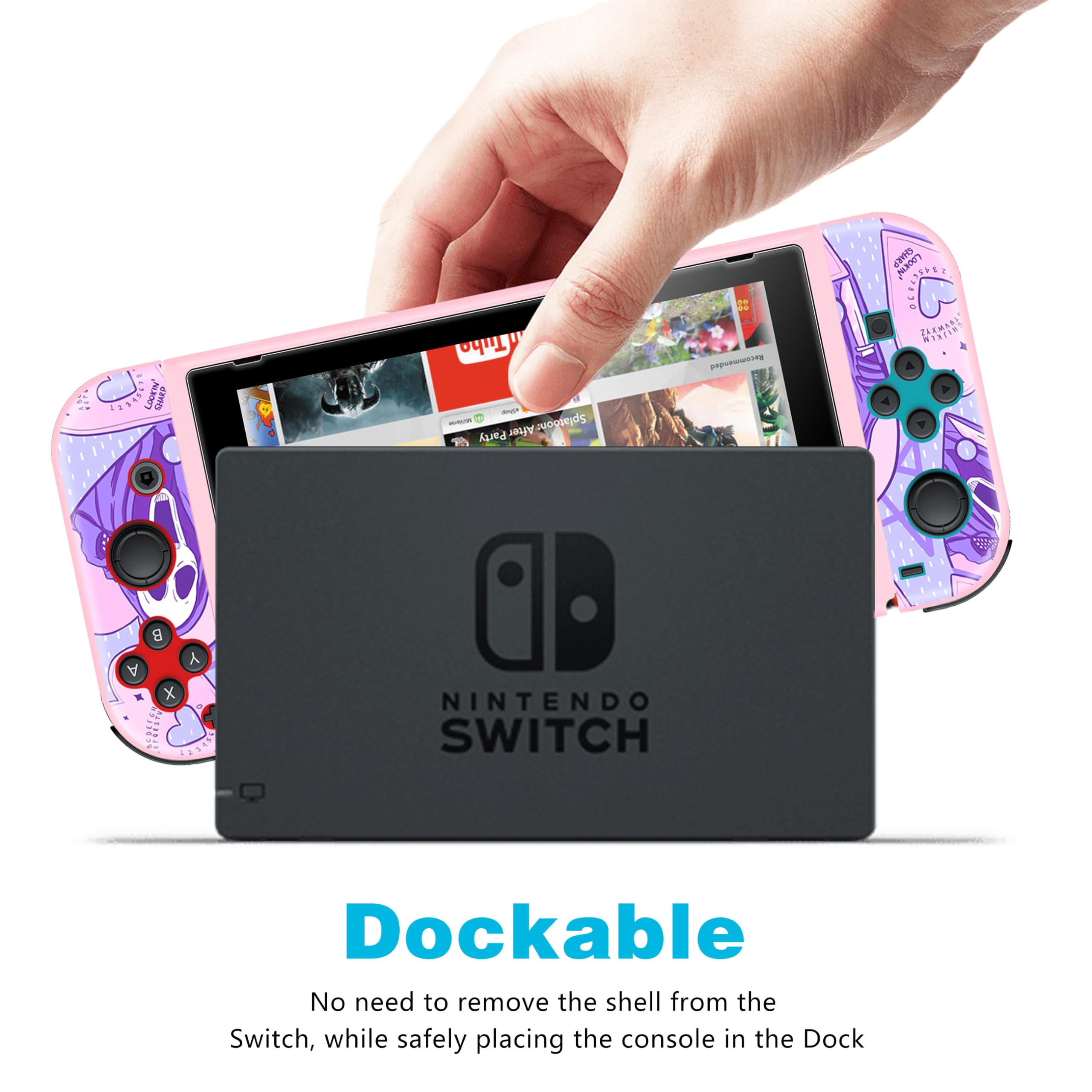 Oqplog Ghost Case for Nintendo Switch Skeleton Skull Cool Design Character Fashion Scratch Resistant Cases Hard Shell Cover for Girls Kids Boys Men for Switch,Pp