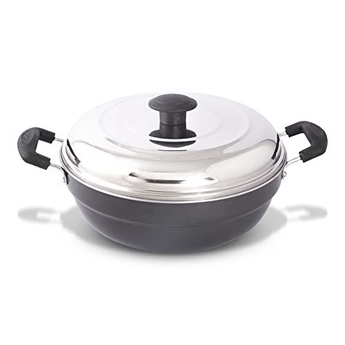 KSJONE All-in-One Hard Anodized Big Size Multi Purpose Idli Cooker and Steamer with Multi Kadai and 5 Plates 2 Idli Plates | 2 Dhokla | 1 Patra Plate