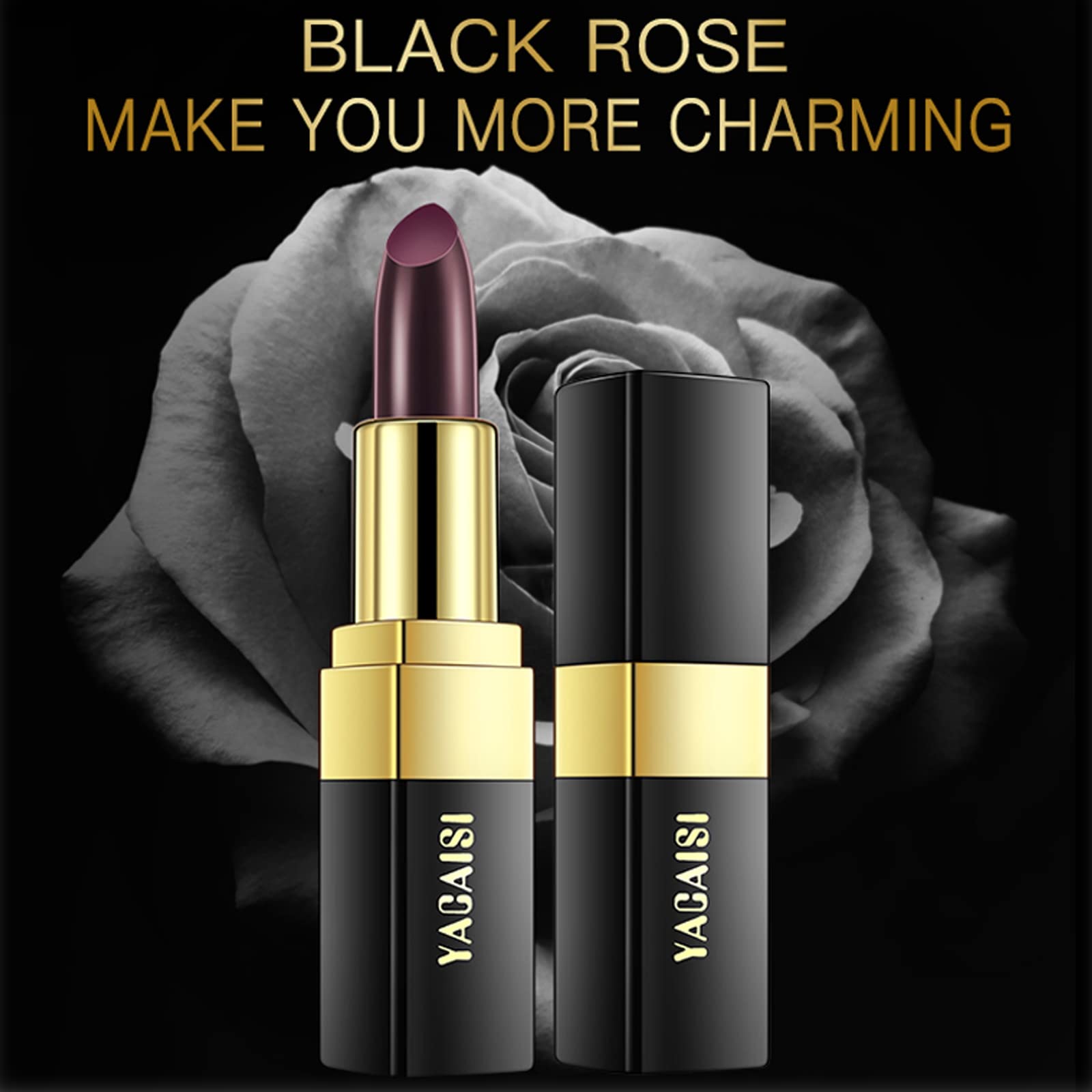 MEICOLY 2 Pcs Magic Color Changing Lipstick,Matte Black Shimmer Blue Lipstick,Labiales Magicos Nutritious Tinted Lip Balm Lips Moisturizer Lazy Lipstick For Women,Black+Blue