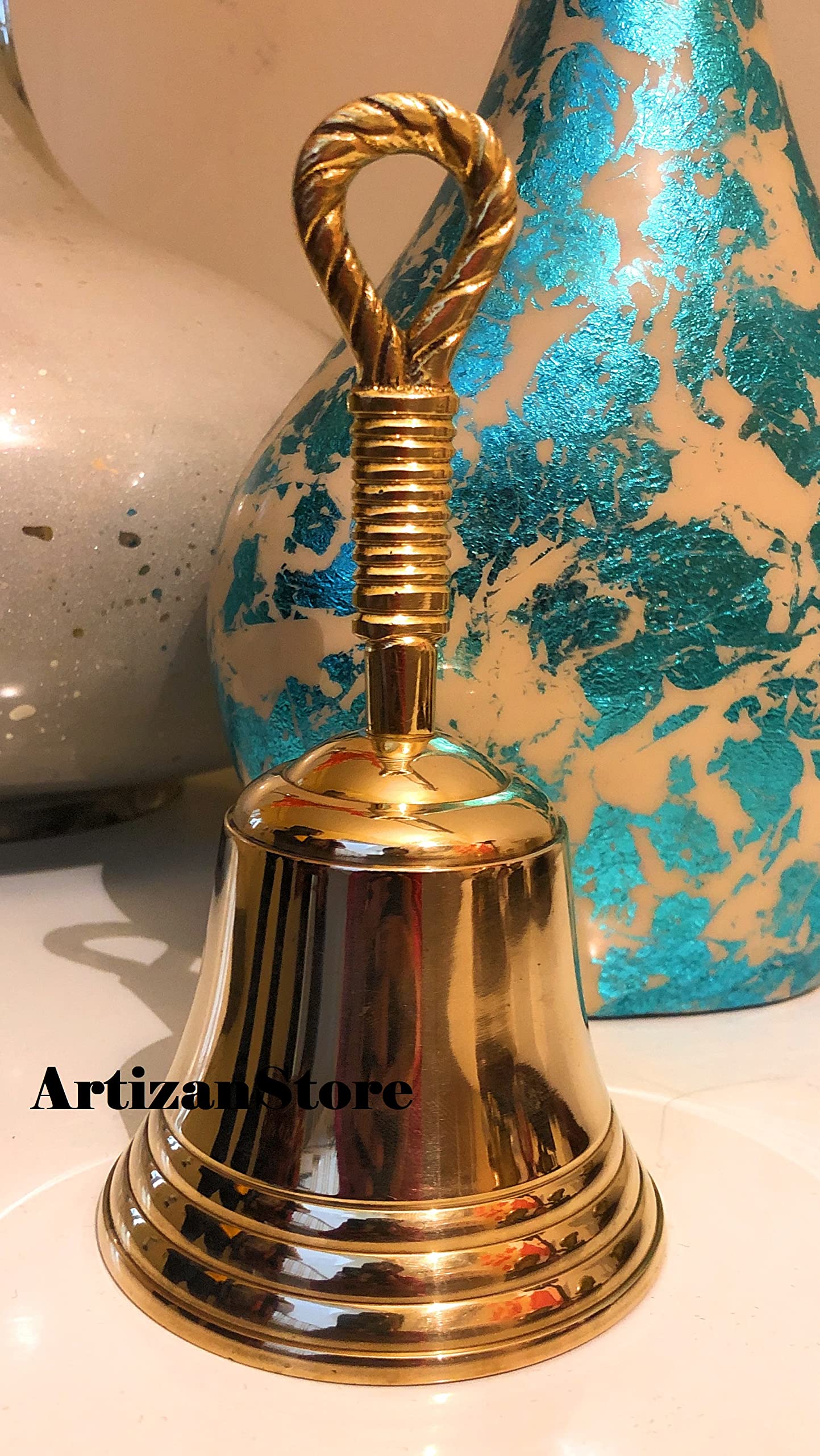 Nautical Brass Bell Handle 3.5 "-Nautical Brass Bells, 3" Nautical Bell Decoration Alarm, Ringing, Bell