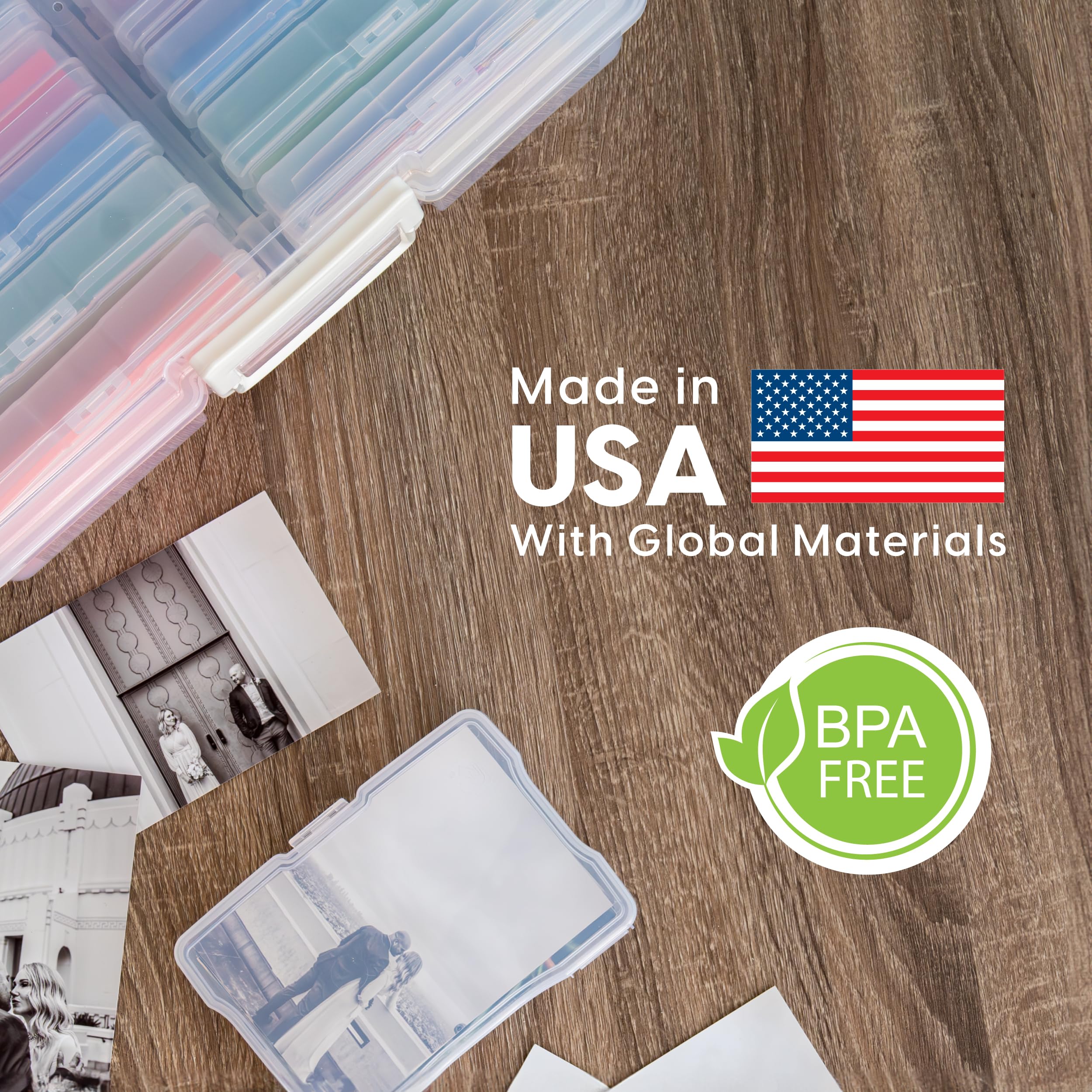 IRIS USA 4" x 6" Photo Storage Craft Keeper, Main Container with 12 Organization Cases for Pictures, Crafts, Scrapbooking, Stationery Storage, Protection and Organization, Clear, 2 Pack