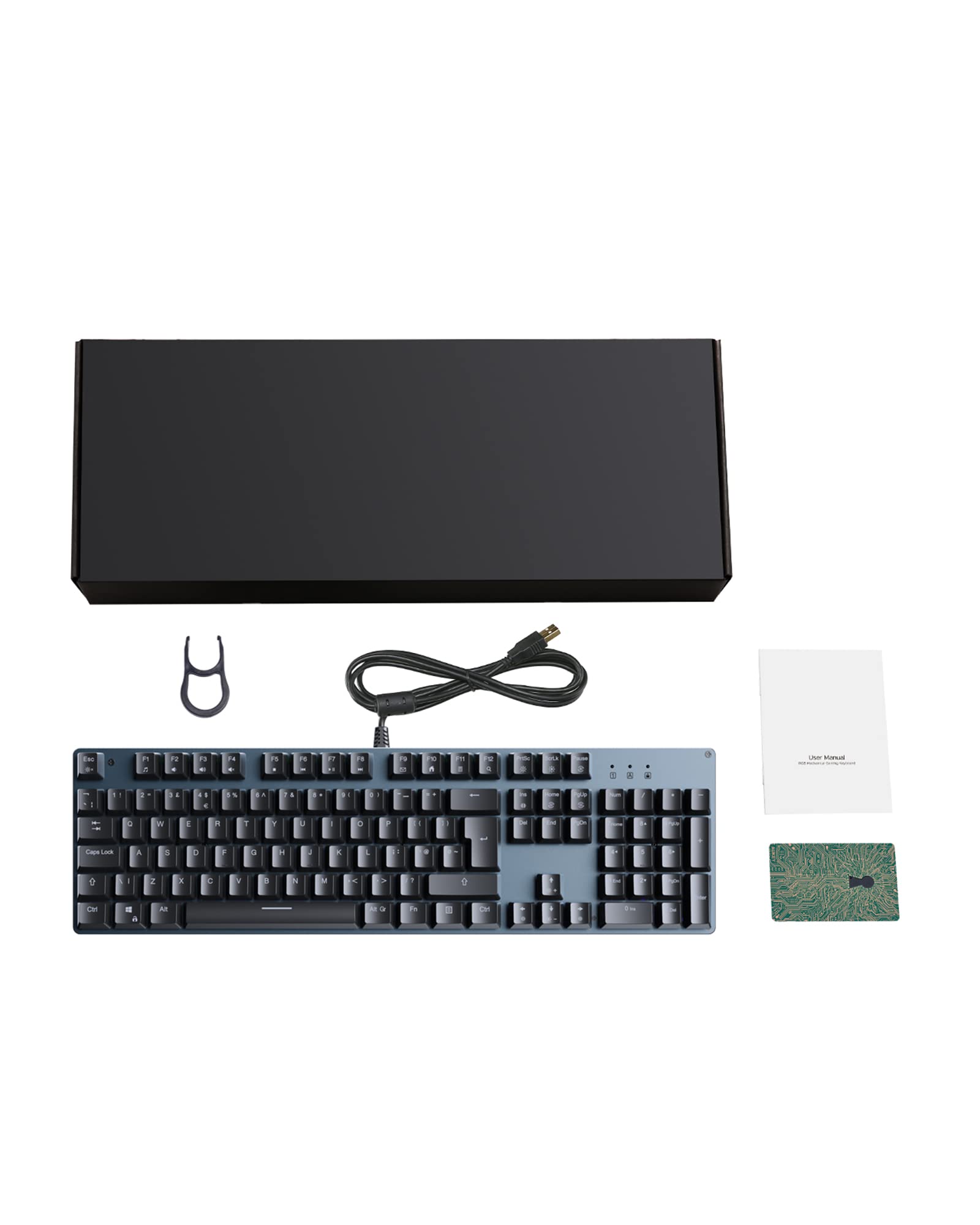Mechanical Keyboard RGB 104 Keys LED Backlit Wired Gaming Keyboard with Red Switches, Customizable Key with 19 LED RGB Color Modes, 8 Levels Brightness and Speed Adjustment, Fully Programmable