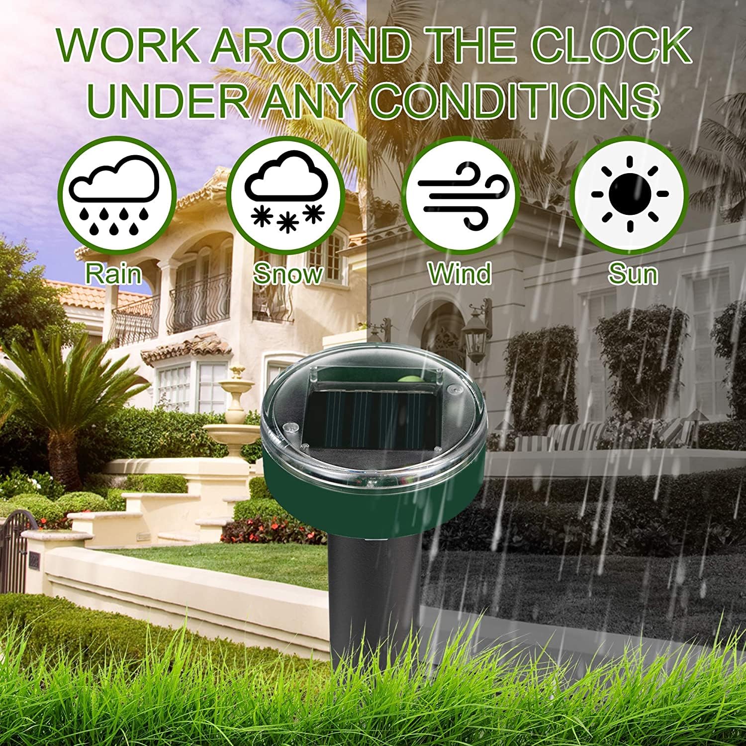 Solar Mole Repellent - 10 Pack Gopher Repellent Solar Powered Animal Powered for Garden Lawn Yard Waterproof Deterrent for Mole, Vole, Gopher