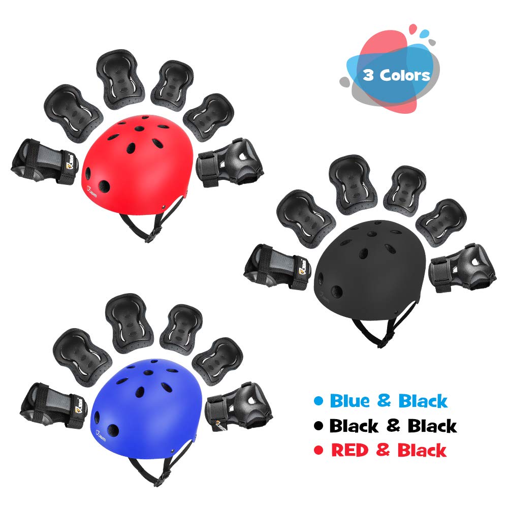 JBM Kids Full Protective Gear Set, Multi-Sport Helmet, Knee Pads and Elbow Pads with Wrist Guards, Full Protection
