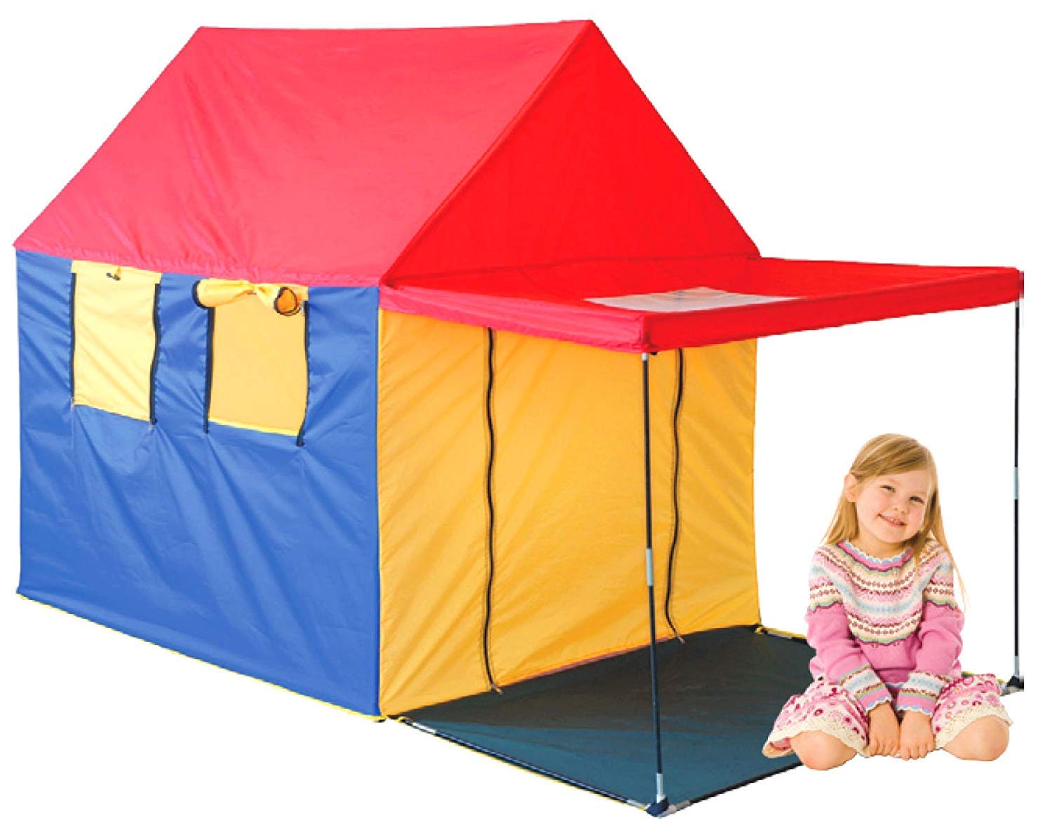 GigaTent MY FIRST SUMMER HOUSE PLAY TENT 4 LARGE WINDOWS with SKYLIGHT Pitch roof designed to look like a real house Easy to set up