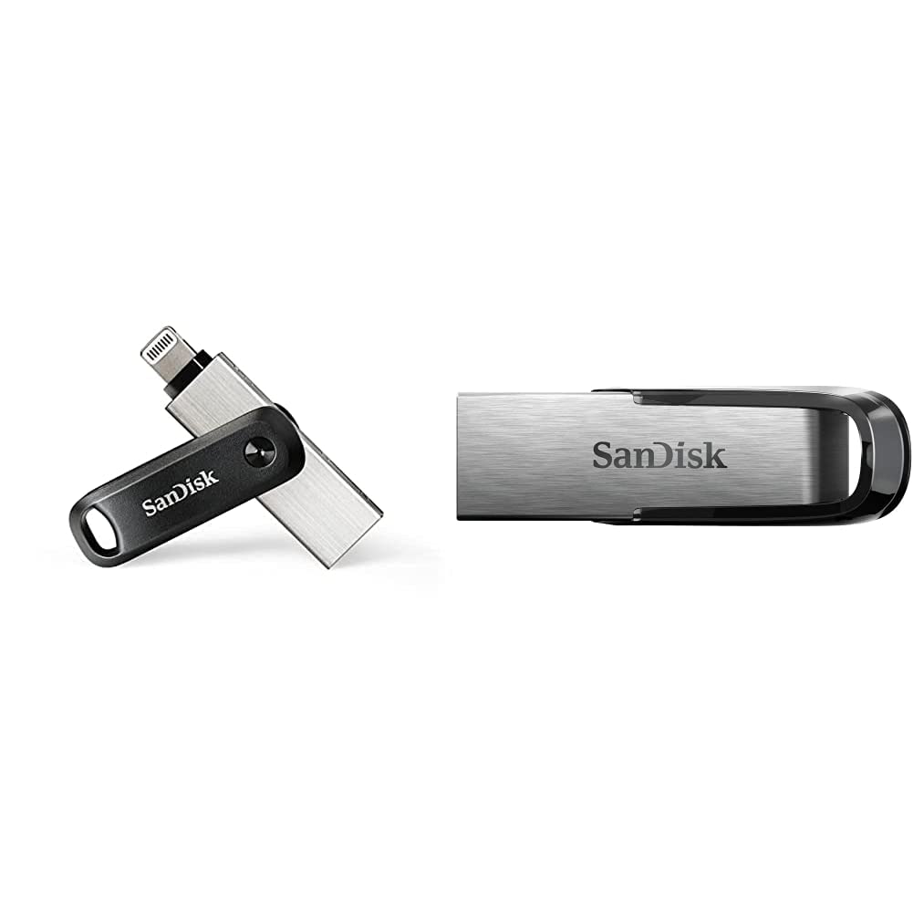 SanDisk 256GB iXpand Flash Drive Go for iPhone and iPad + SanDisk 128GB Ultra Flair USB 3.0 Flash Drive