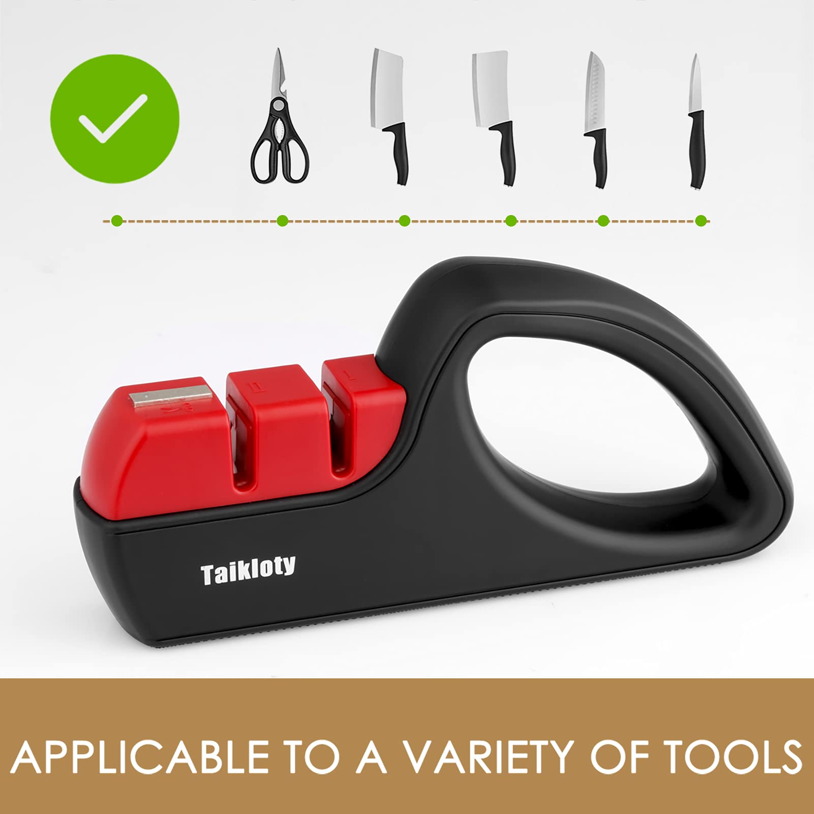 Kitchen Knife and Scissors Sharpener - Taikloty 2021 New 5-in-1 Multifunctional Knife Sharpening System - Safely Sharpen Knives with Diamond, Ceramic,Tungsten for Knife and Scissor