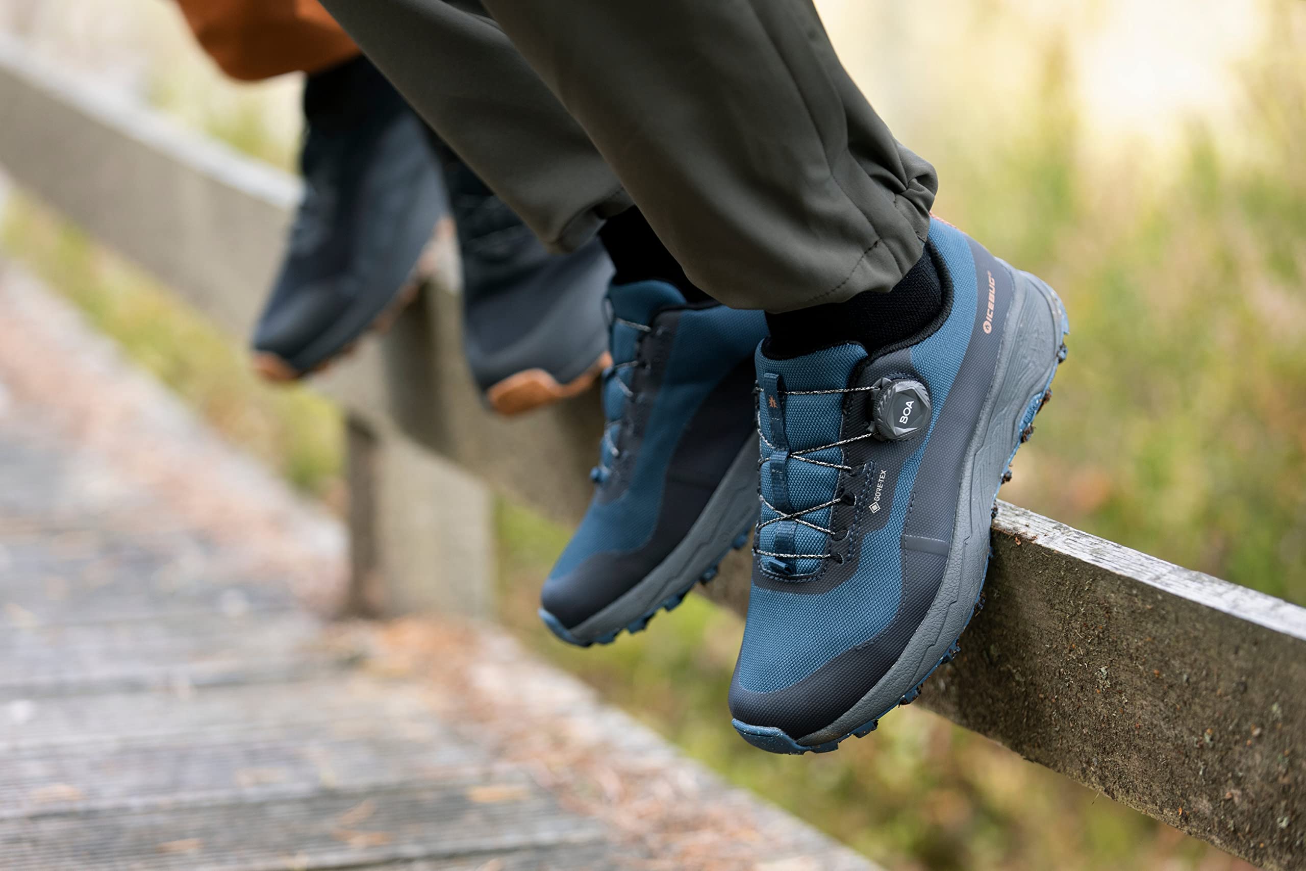 Icebug Womens Haze RB9X GTX Trail Hiking Shoe with Traction Sole, Ash/Steelblue, L07.5