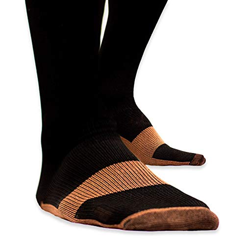JJ&D Copper Compression Socks (1 Pairs) 15-20 mmHg Circulation is Best Athletic & Daily for Men & Women, Running, Climbing (Black, S/M)