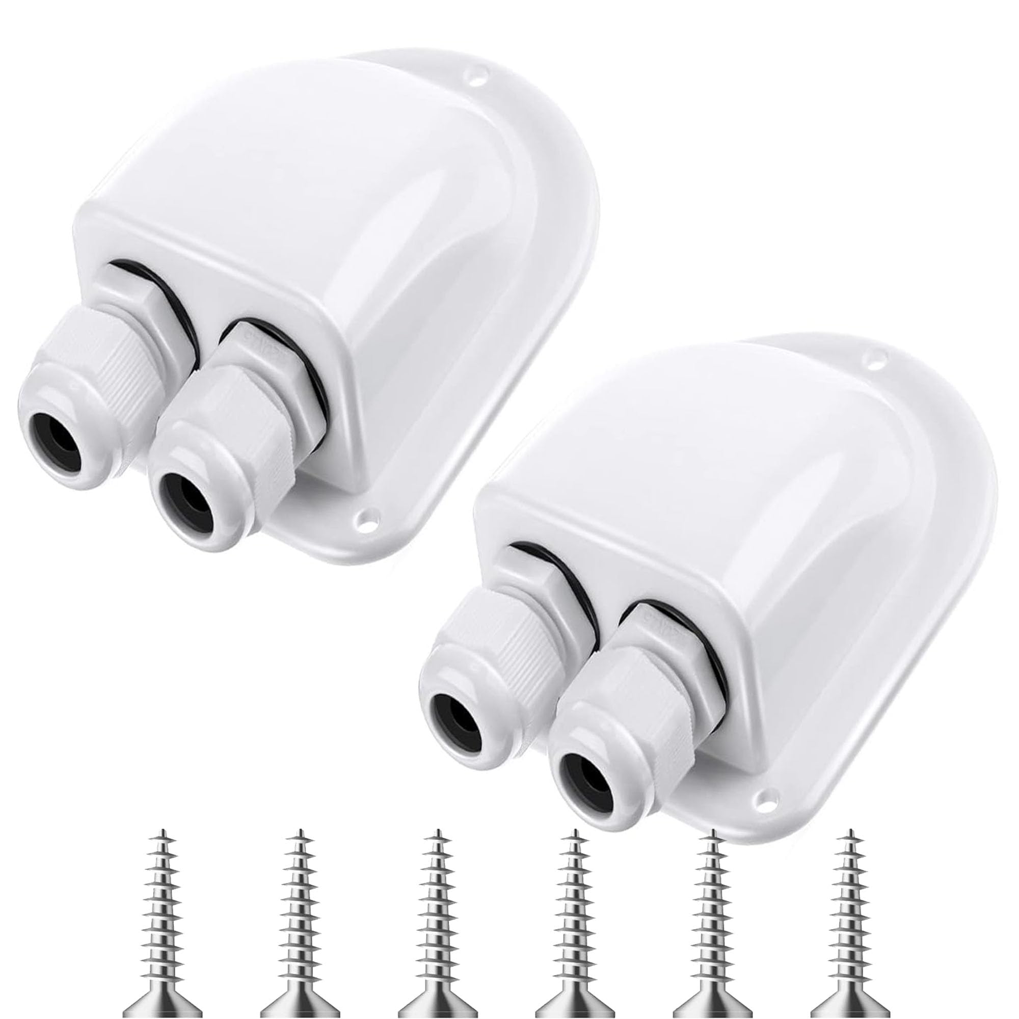IP68 Cable Gland Entry, 13AWG to 7AWG RV Roof Cable Entry Gland Box, ABS Solar Cable Entry Gland, Waterproof Solar Entry Gland, Solar Double Cable Entry Gland for RV Boat Yacht Camper Van(2 Pack)