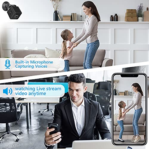 Mini Spy Hidden Camera, WiFi Wireless Hidden Camera with Live Feed, 1080P HD Nanny Cam with Phone App, Hidden Camera Night Vision Surveillance Camera for Home Indoor Outdoor