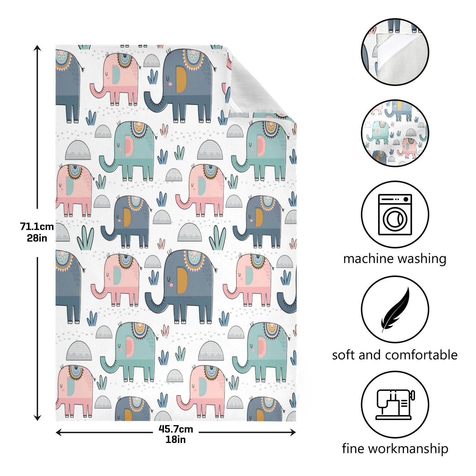Kigai Elephant Kitchen Towels, 18 x 28 Inch Super Soft and Absorbent Dish Cloths for Washing Dishes, 4 Pack Reusable Multi-Purpose Microfiber Hand Towels for Kitchen