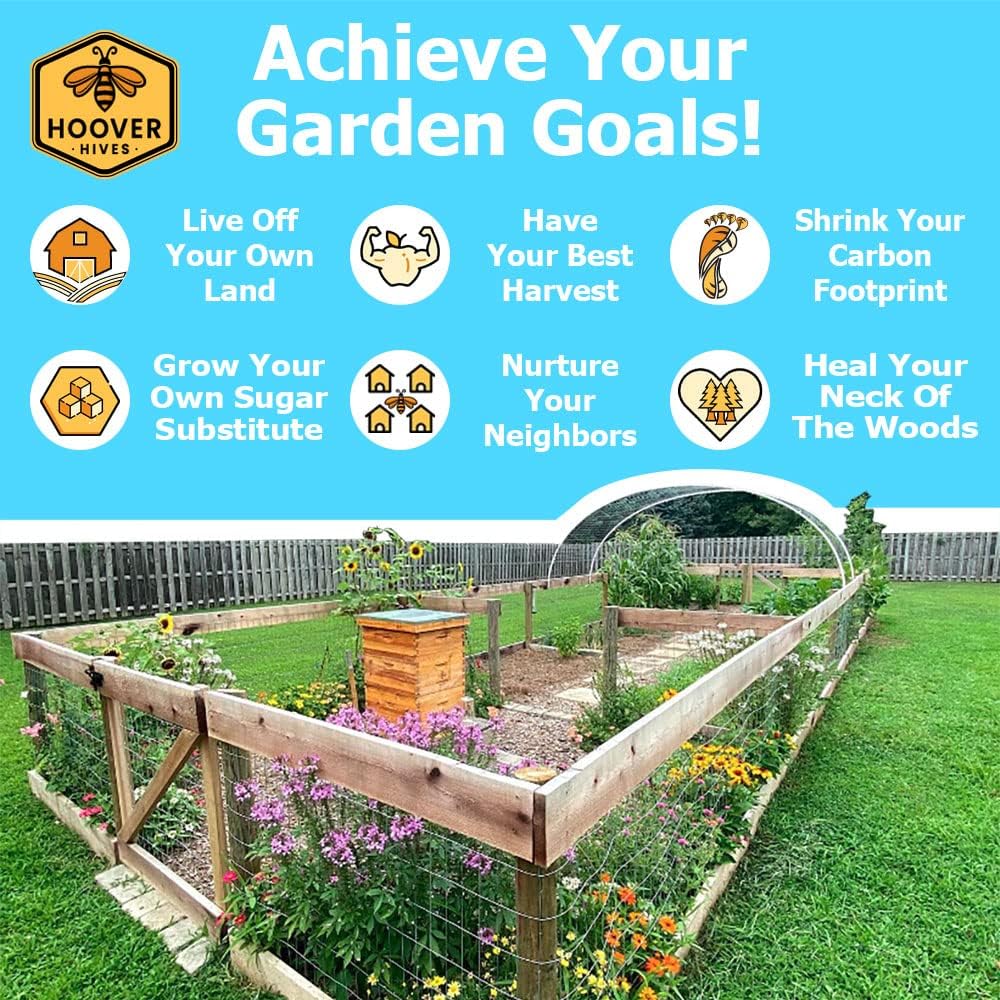 Hoover Hives 8 Frame Langstroth Beehive Dipped in 100% Beeswax Includes Wooden Frames & Waxed Foundations (1 Deep Box, 1 Medium Box)