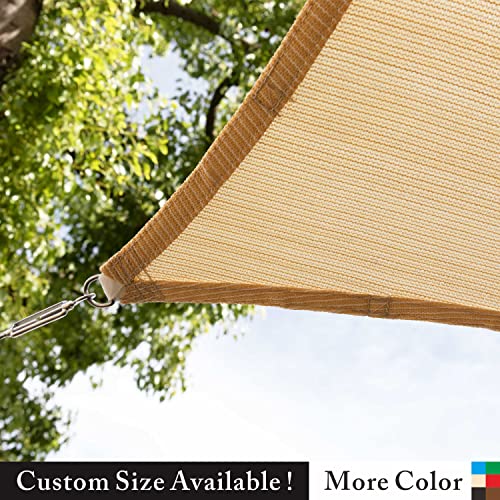 ShadeMart 8' x 8' x 8' Beige Triangle Sun Shade Sail Canopy smTAPT08 Fabric Cloth Screen, Water Air Permeable & UV Resistant, Heavy Duty, Carport Patio Outdoor - (We Customize Size)