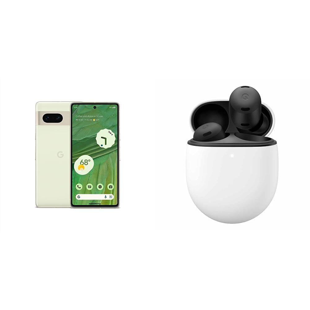 Google Pixel 7-5G Android Phone - 128GB - Obsidian with Pixel Buds Pro - Noise Canceling Earbuds with Charging Case - Bluetooth Headphones - Compatible with Wireless Charging - Charcoal
