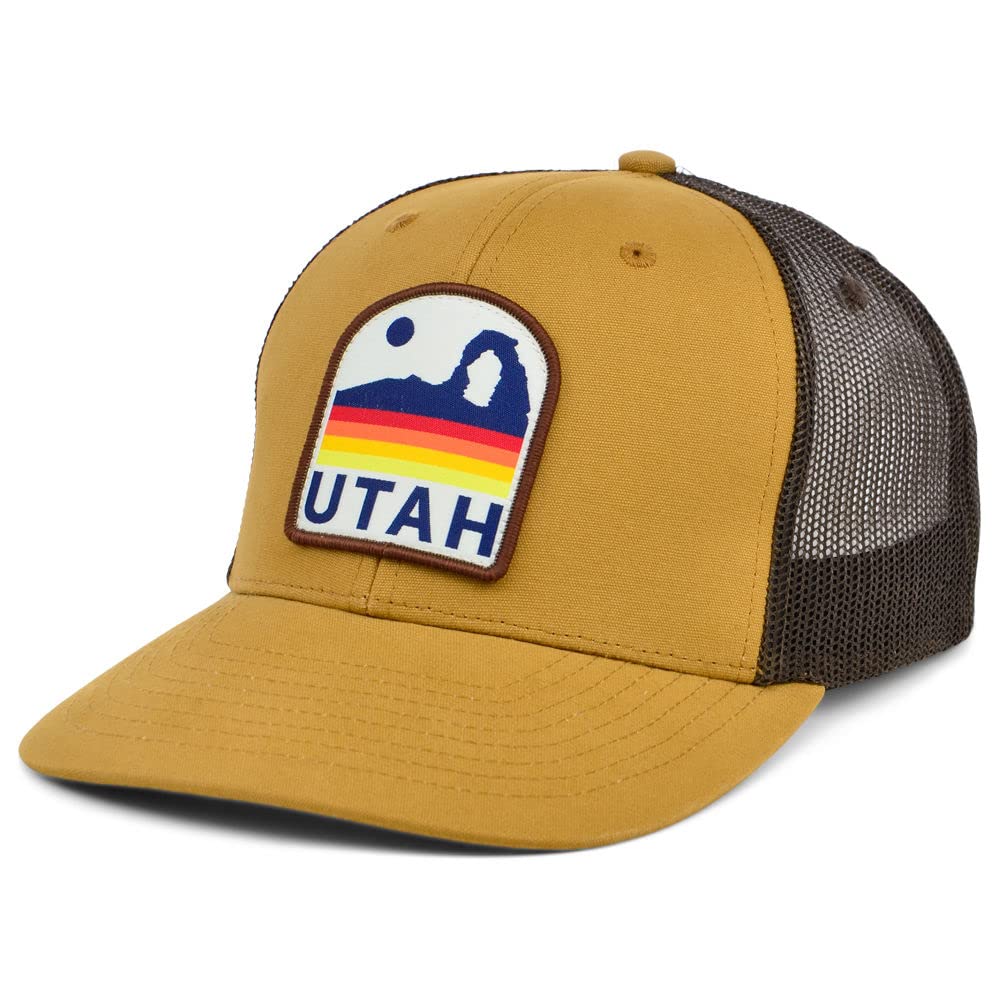Local Crowns Utah Views 2.0 Trucker Adjustable Snapback Hat Tan