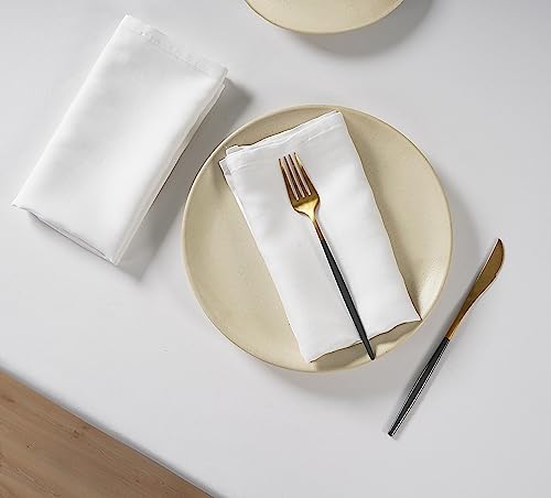 LANE LINEN Flour Sack Tea Towels Set for Kitchen, Premium Kitchen Towels for Cleaning, Dusting Cloth, Cloth for Bread Box, Pure Tencel Hand Towel, Light Towel for Drying Dishes β 4 Pack - White
