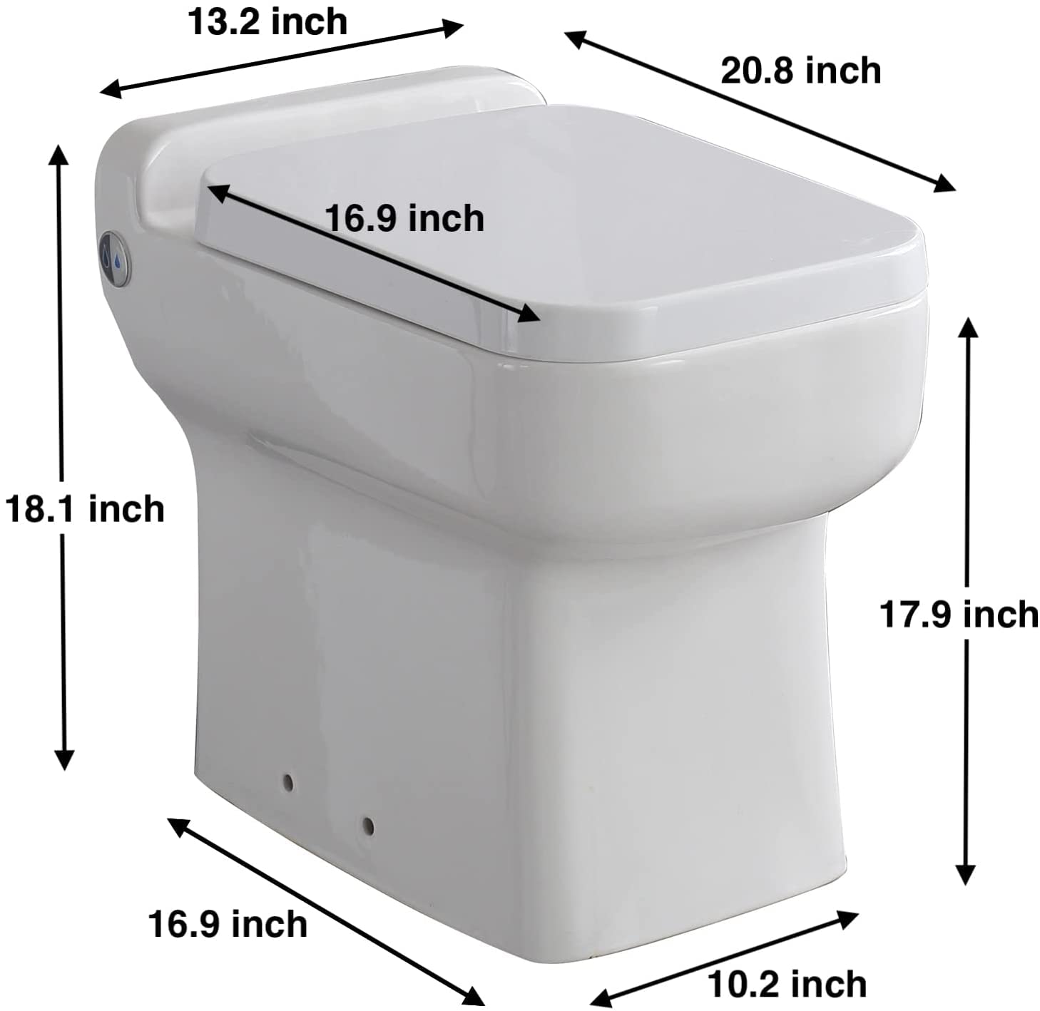 Sanimove 600W Macerating One Piece Toilet,4/5HP Remote Control Macerator Toilet with Pump Built Into the Base,Connect the sink AC110V 0.75/1 GPF with High Efficiency Flush for Small Space,Glossy White
