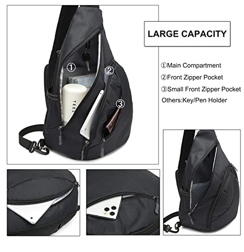 Shaelyka Lightweight Black Crossbody Bags for Men and Women, Medium Sling Bag
