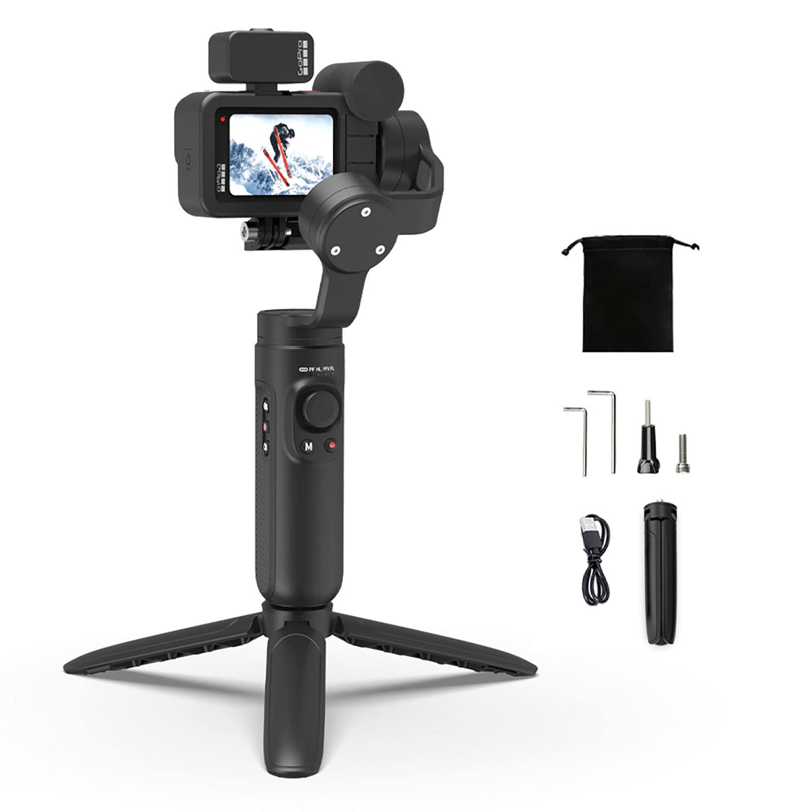 INKEE Falcon Plus Gimbal Stabilizer for Action Cameras 3-Axis Professional Camera Handheld Gimbal for GoPro Hero10, 9, 8, 7, 6, 5, OSMO Action, Insta360