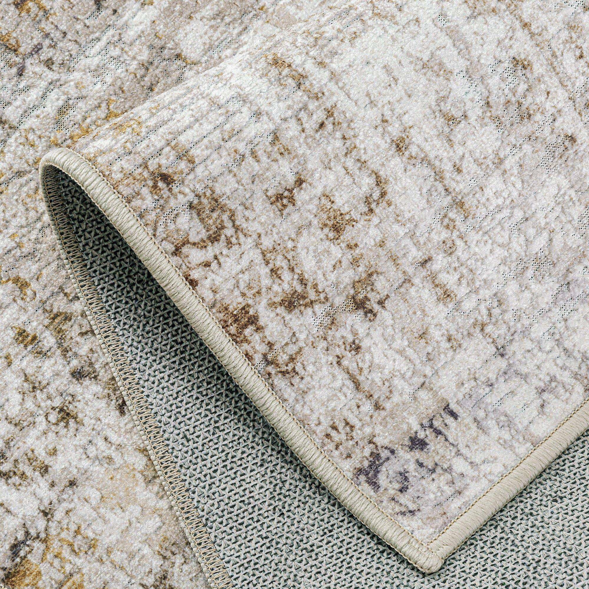 PureCozy Modern Brown Area Rug 4x6 Machine Washable Living Room Rug Kitchen Mat Non Slip Entryway Rug Indoor Accent Rug Abstract Distressed Throw Rug for Dining Room Bathroom