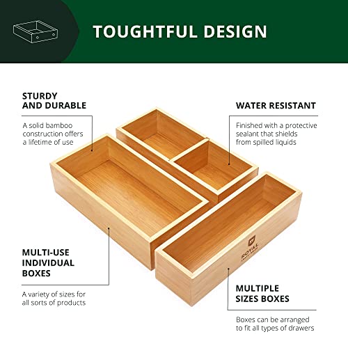ROYAL CRAFT WOOD Adjustable Bamboo Drawer Dividers Organizers and Storage Box Set of 3