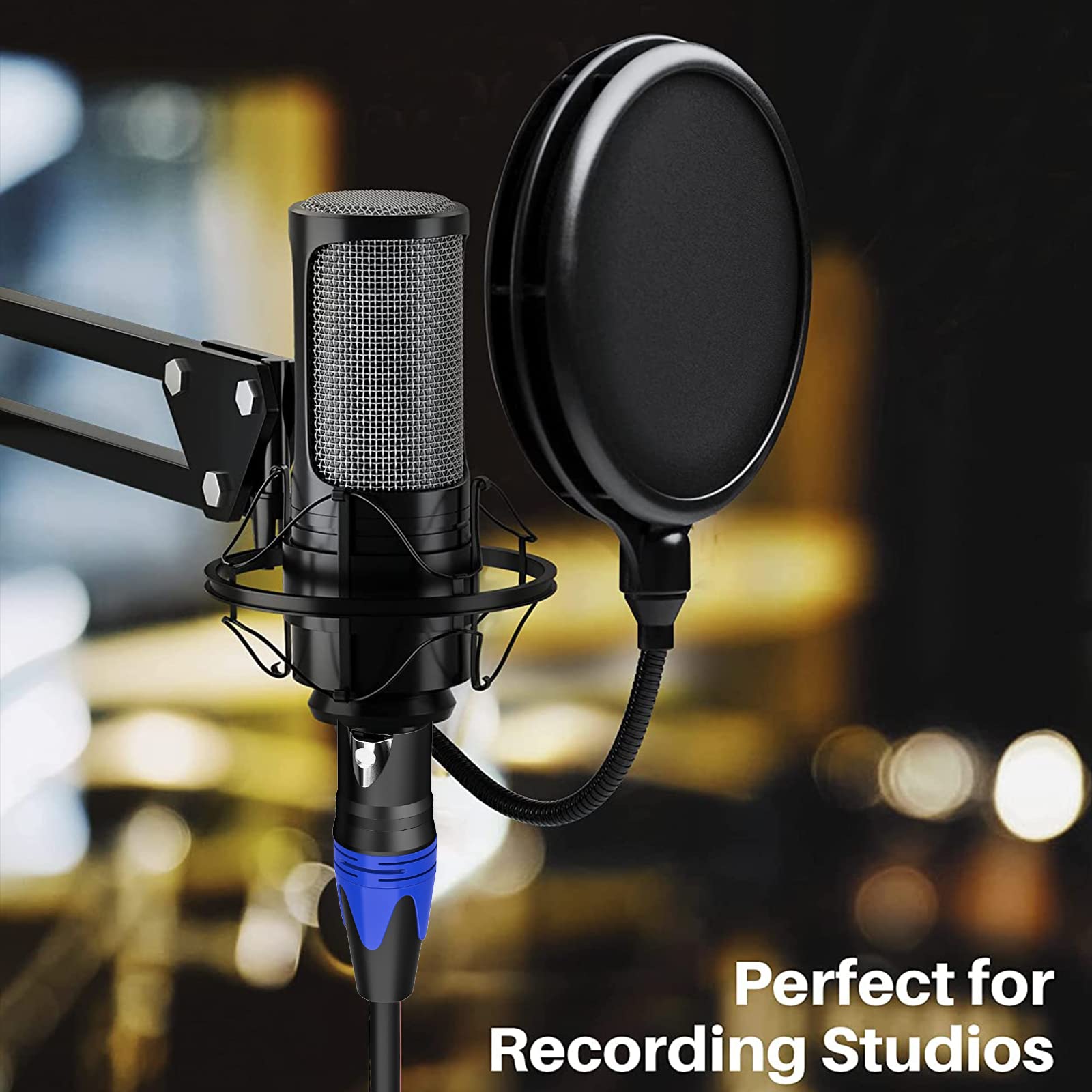 koneboss XLR Cables 3ft 6Pack Gold Plated XLR to XLR Cable 3 Pin XLR Microphone Cable Premium Balanced XLR Male to Female Patch Cords for Mic Mixer,Podcast, Studio