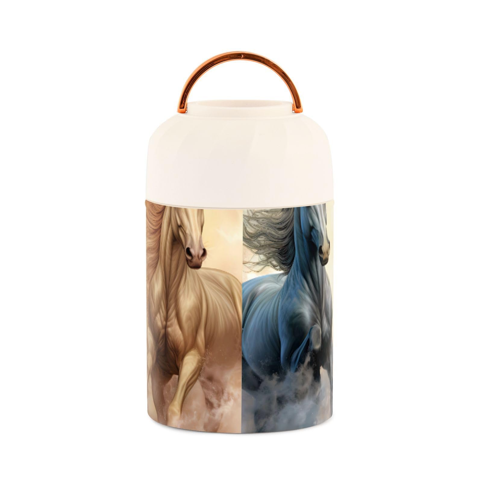 Horse Colorful Kids Womens Insulated Food Jar Containers with Spoon 17oz/500ml Food Jar For Hot Food Stainless Steel Vacuum Food Warmer Soup Containers for Keep Food Warm