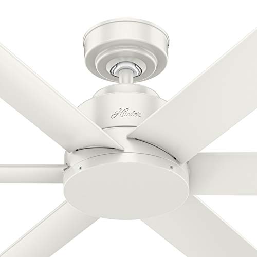 Hunter Fan Company Kennicott 44-inch Indoor/Outdoor Fresh White Casual Ceiling Fan Without Light Kit, Includes Wall Control, Reversible WhisperWind Motor, and SureSpeed Technology
