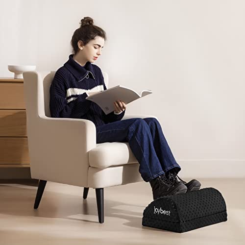 joybest Foot Rest Under Desk for Office Use, Adjustable Heights Memory Foam Foot Stool for Car, Home and Office, Footrest for Blood Circulation of Legs to Relieve Lumbar, Back, Knee Pain(Black)