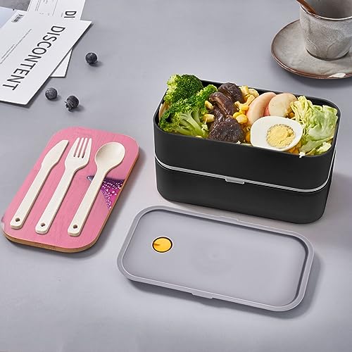 Pink Sand Beach Adult Lunch Box, Bento Box, With Cutlery Set Of 3, 2 Compartments, Rectangular, Lunch Box For Adults
