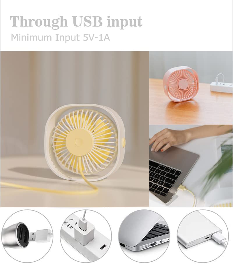 MEIWU NEW UPGRADE 2022, USB Table Fan Mini Personal Desk Fan Adjustable 3 Speed for Office (Nave Blue)
