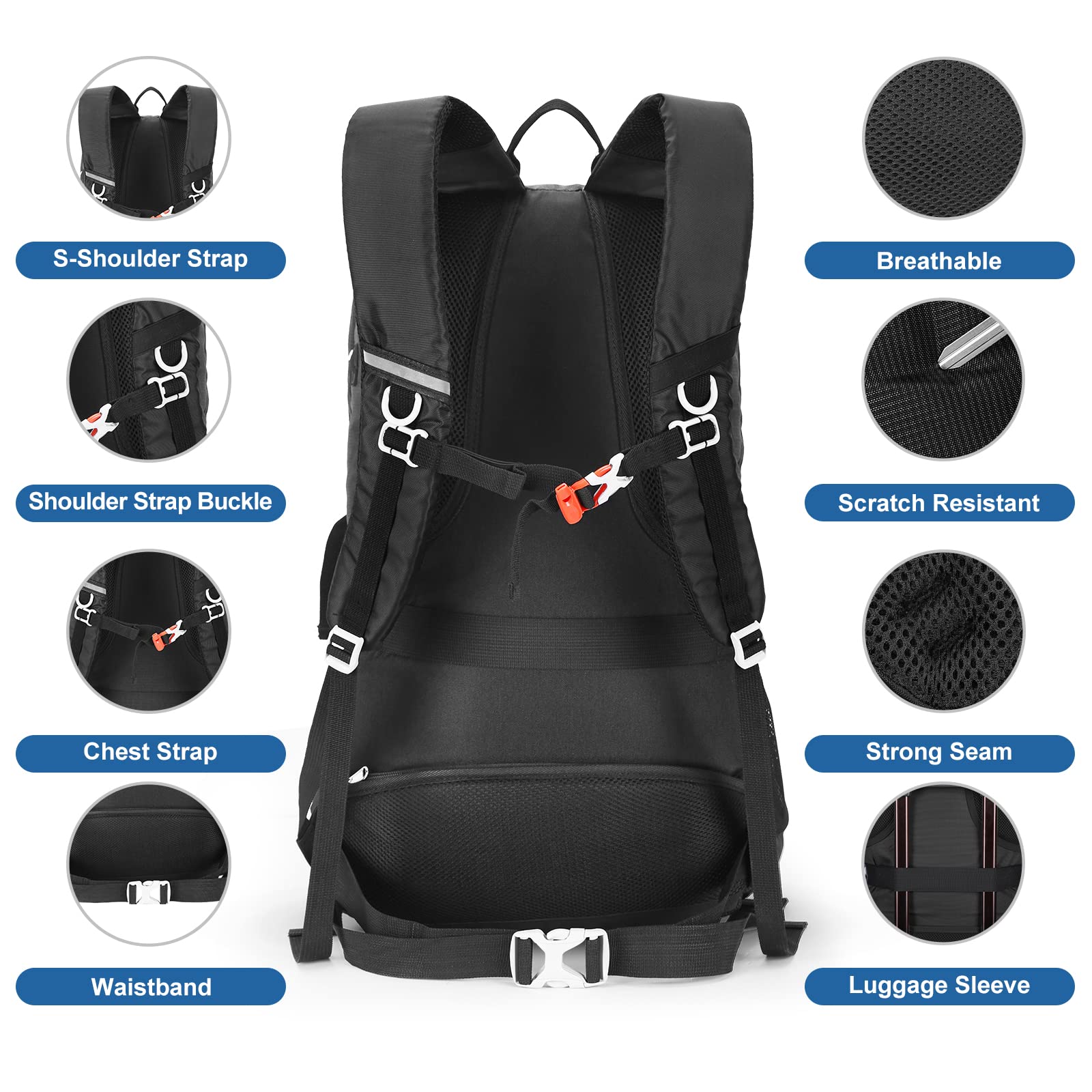 HOMIEE 45L Hiking Backpack Lightweight Travel Backpack Outdoor Camping Daypack for Men Women