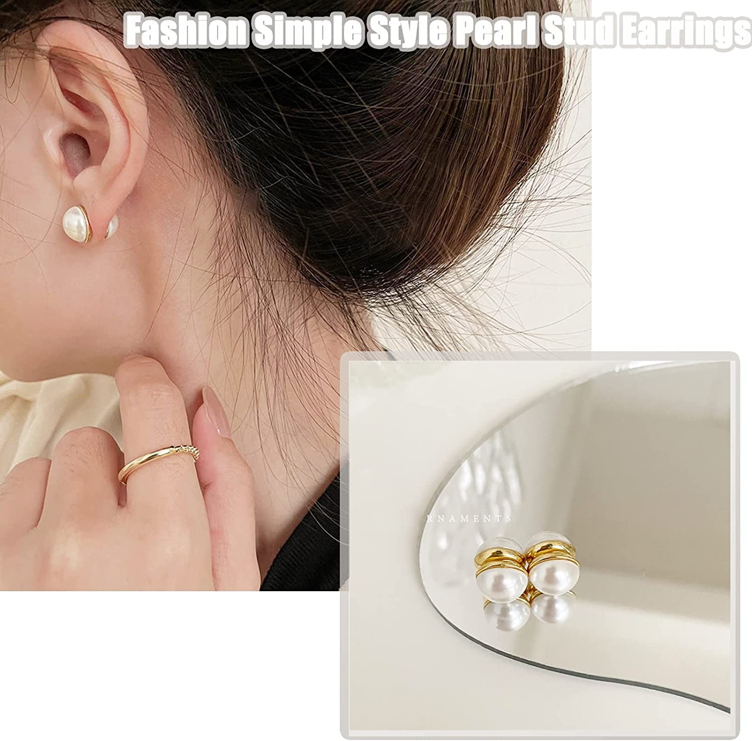 Magnetic Earrings, Non-Piercing Shiatsu Earrings, Magnetic Earrings, Non-Piercing Pin Compression Stud Earrings For Women (1 Pair - Pearl)