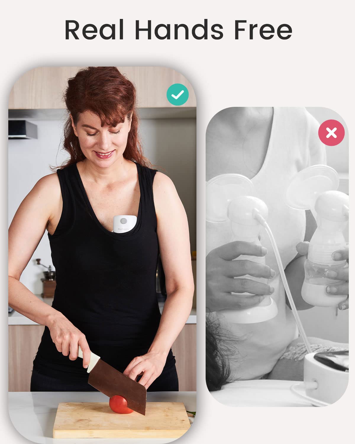 Mumeasy Double Wearable Breast Pump, Portable Electric Hands Free Breast Pump with 2 Modes & 9 Levels, S12, 24mm Flange,Purple
