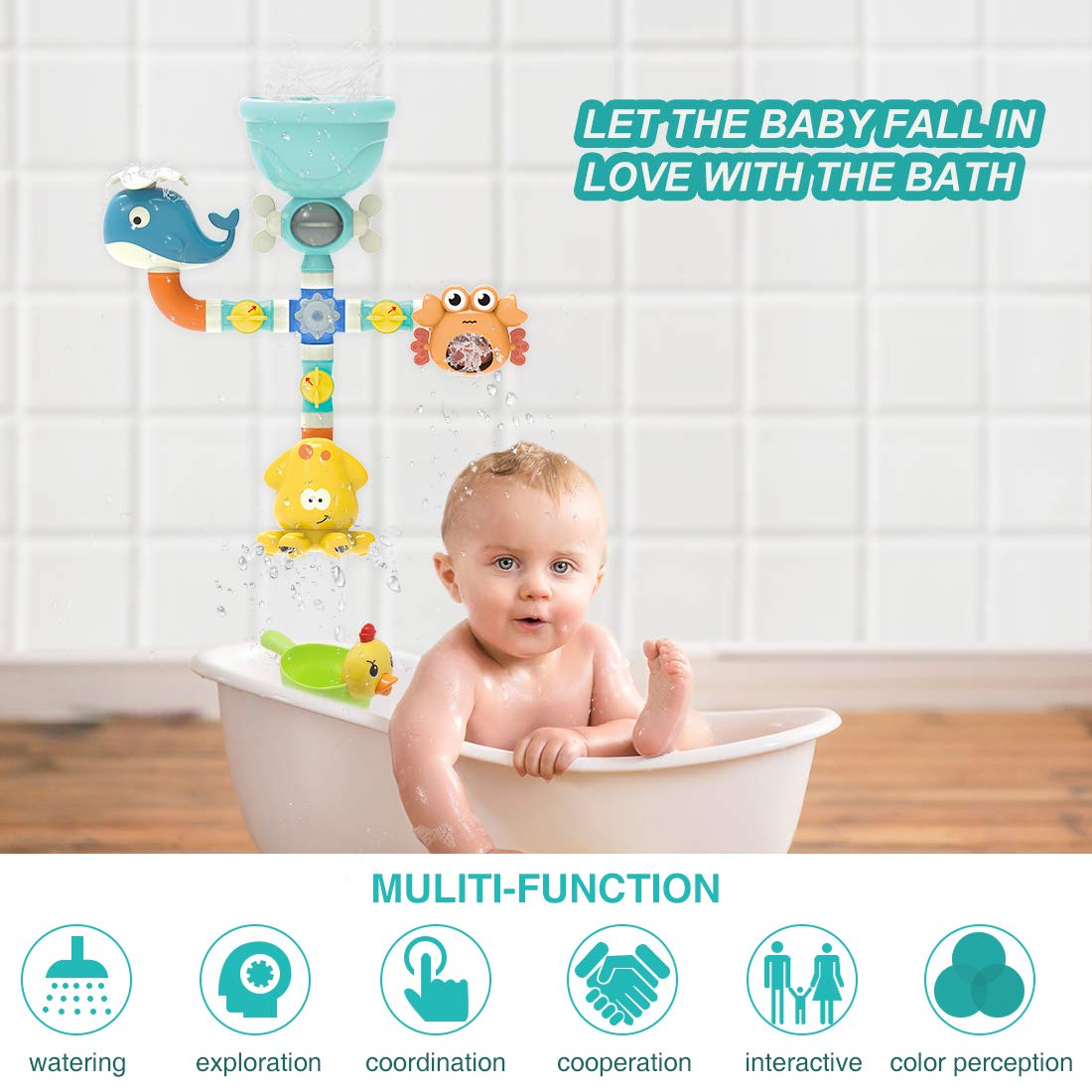 HOMILY Bath Toys Waterfall Bath Wall Bathtub Toys for Baby Toddler Kids