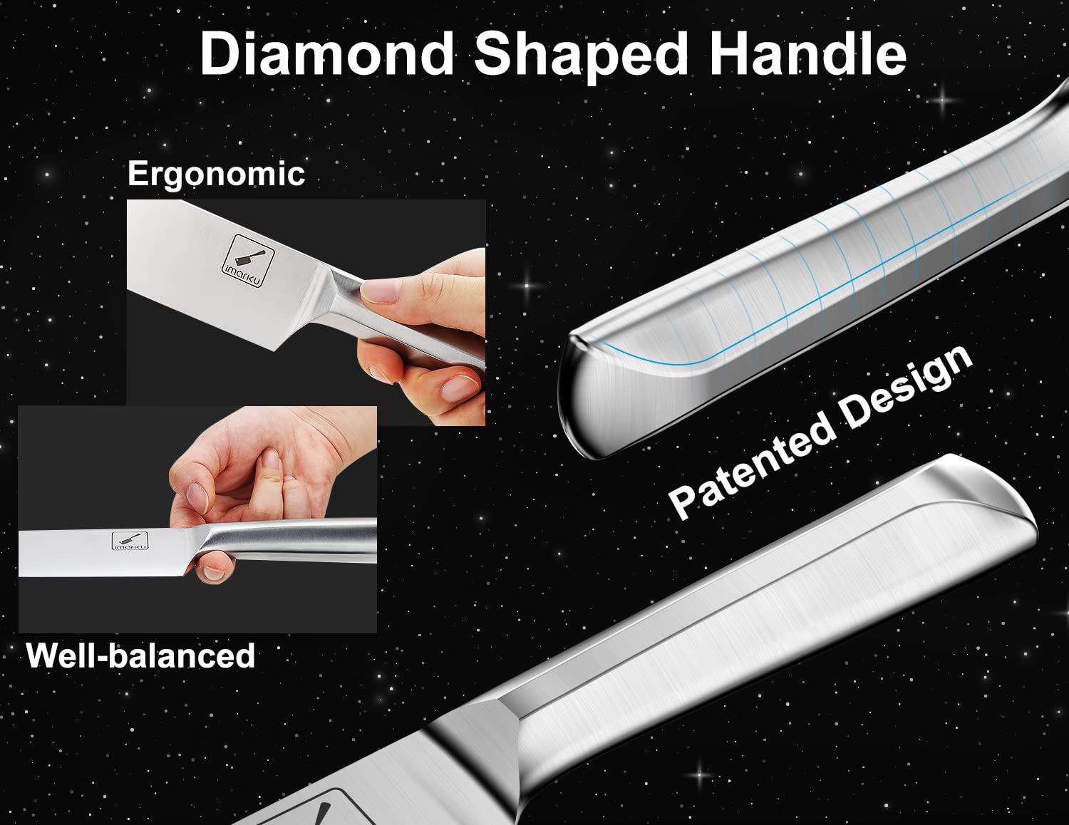 imarku Knife Set, 15PCS Kitchen Knife Set with Diamond Shaped Handle, Dishwasher Safe Kitchen Knives, Premium German High Carbon Stainless Steel Chef Knife Set, Kitchen Gadgets Gifts for Men Women